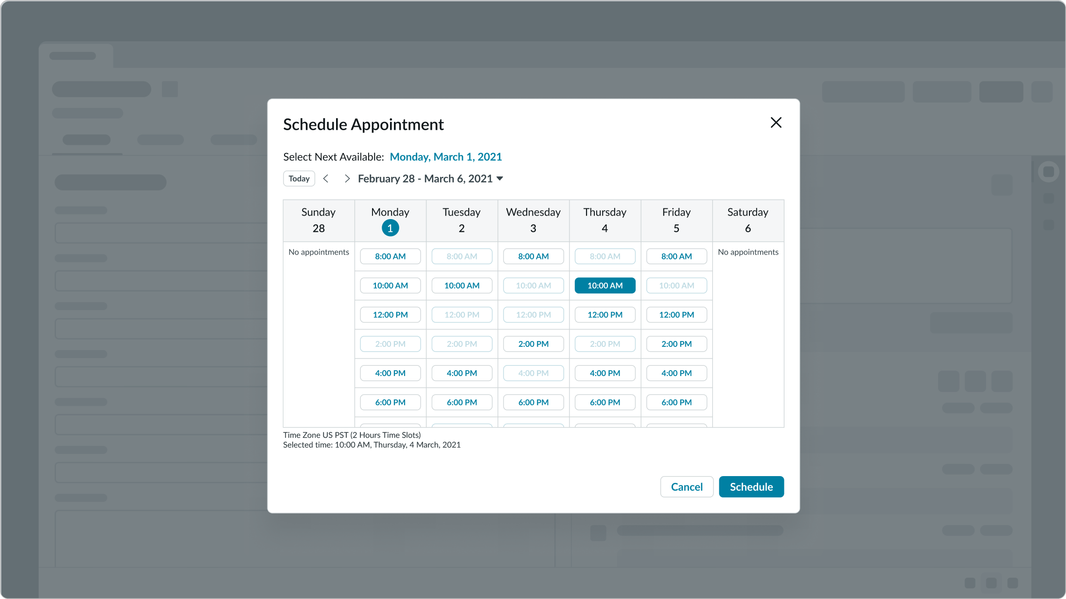 Appointment Calendar | Horizon Design System