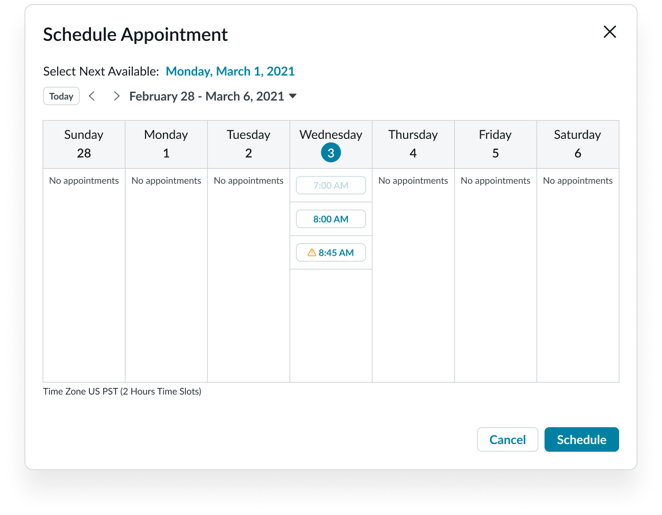 Appointment Calendar | Horizon Design System