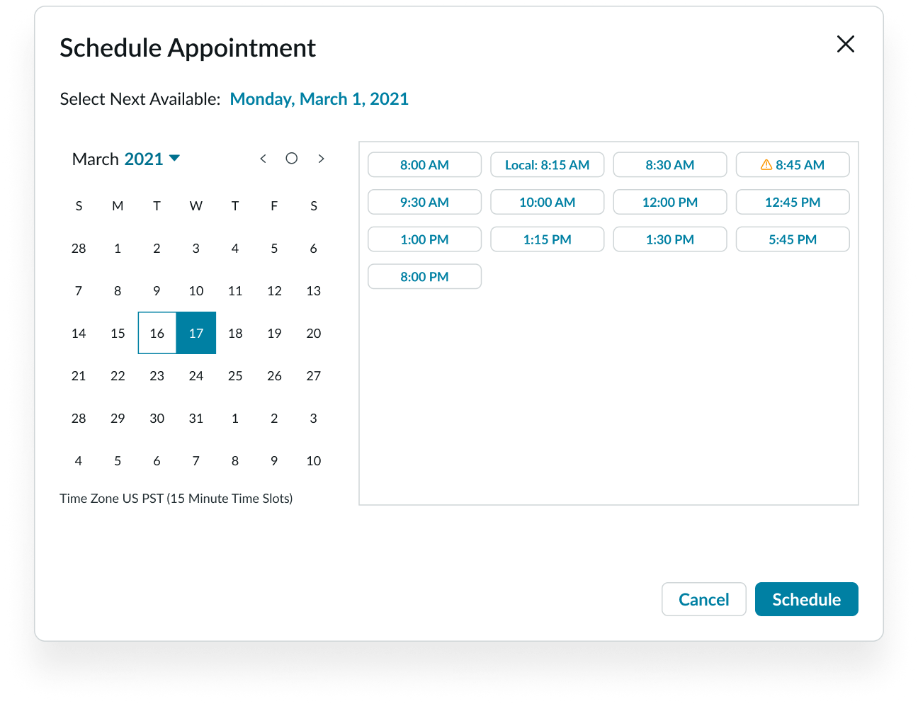 Appointment Calendar | Horizon Design System