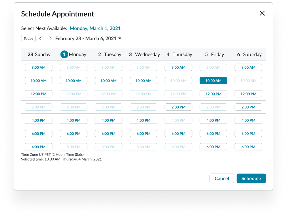 Appointment Calendar | Horizon Design System