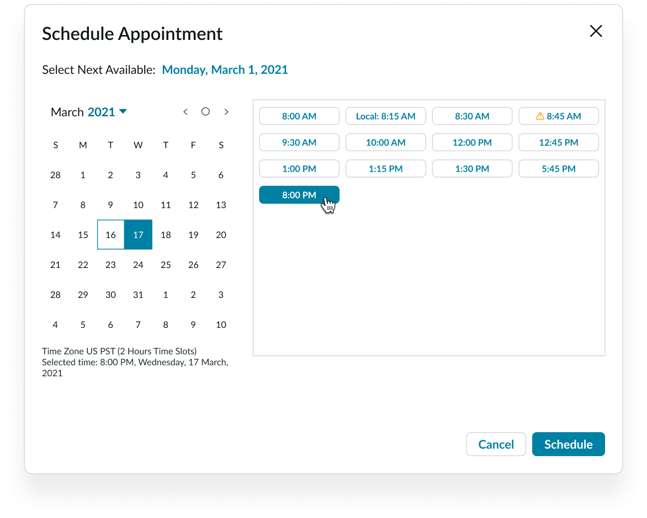 Appointment Calendar | Horizon Design System