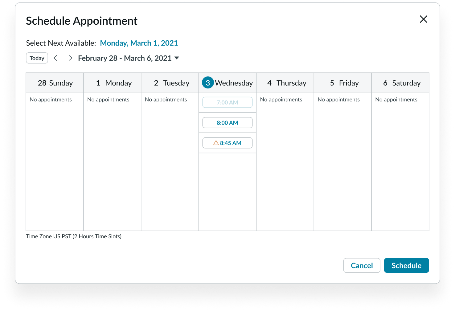 Appointment Calendar | Horizon Design System