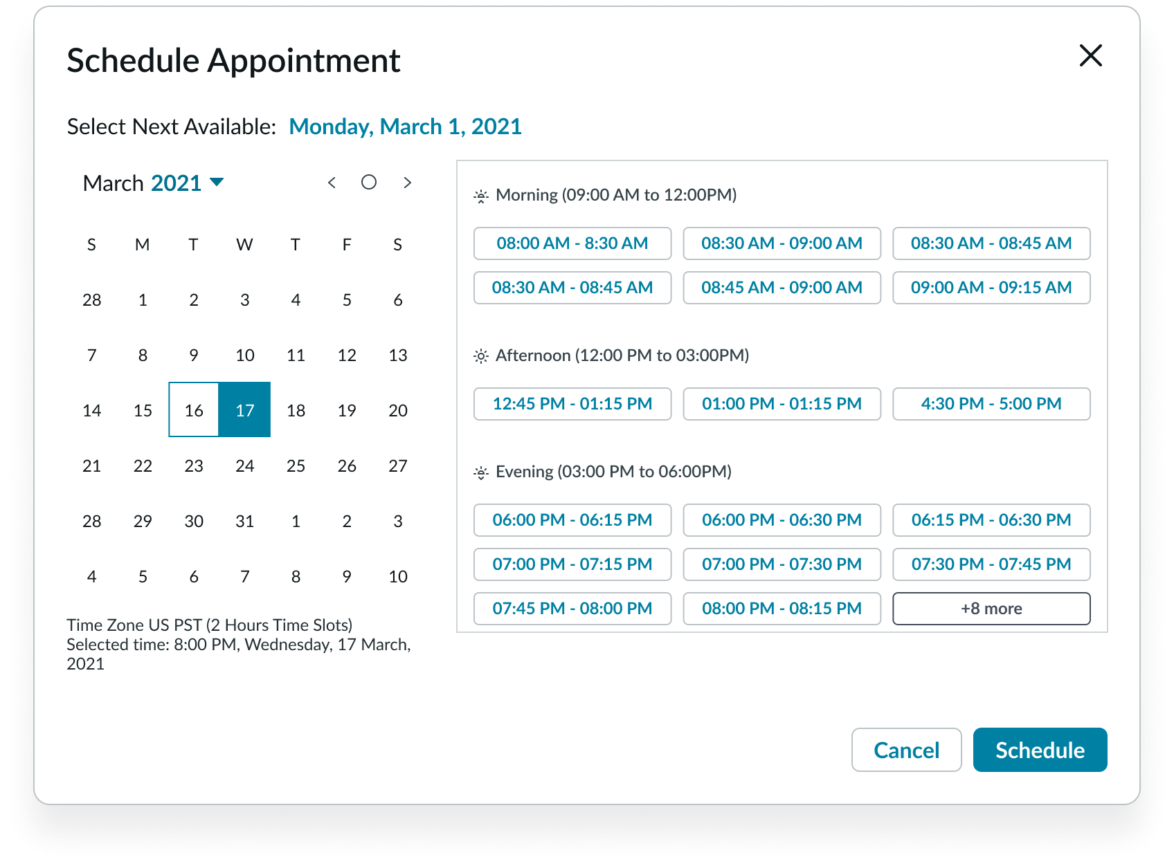 Appointment Calendar | Horizon Design System