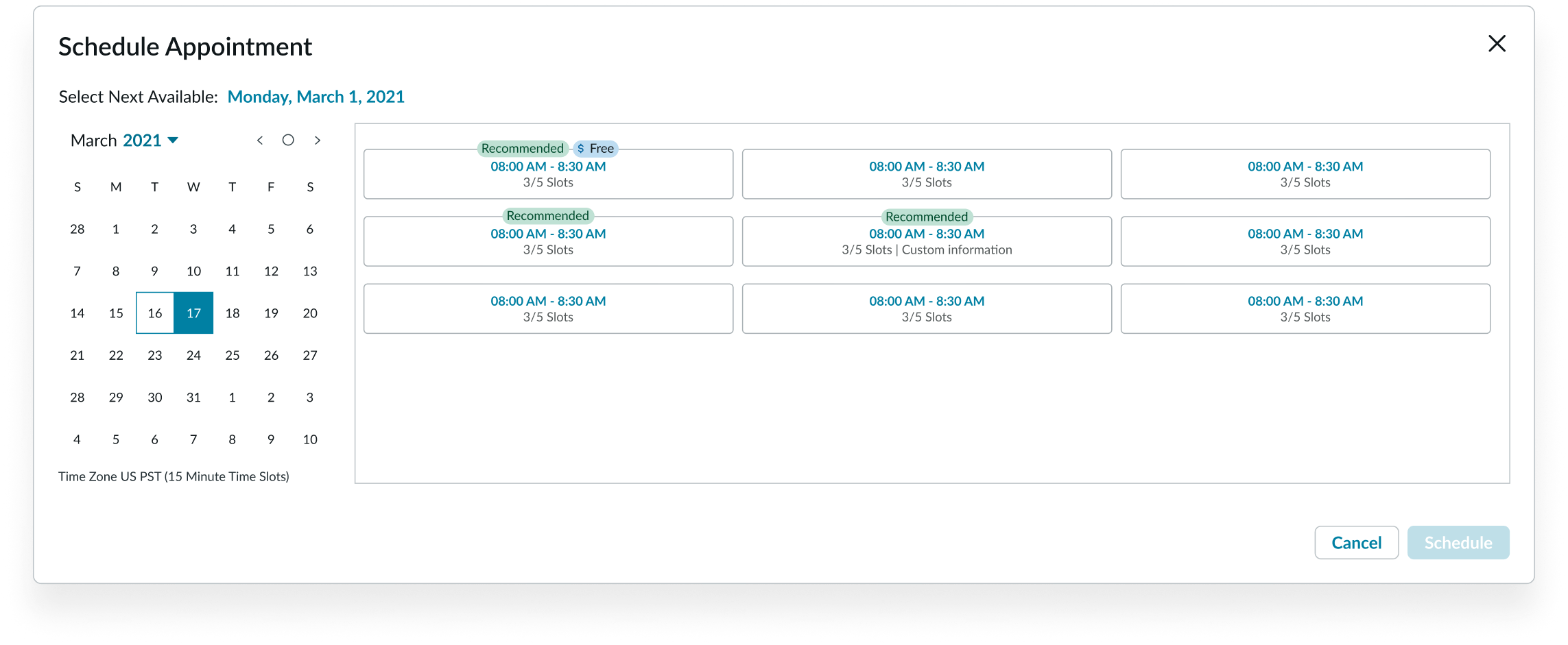 Appointment Calendar | Horizon Design System