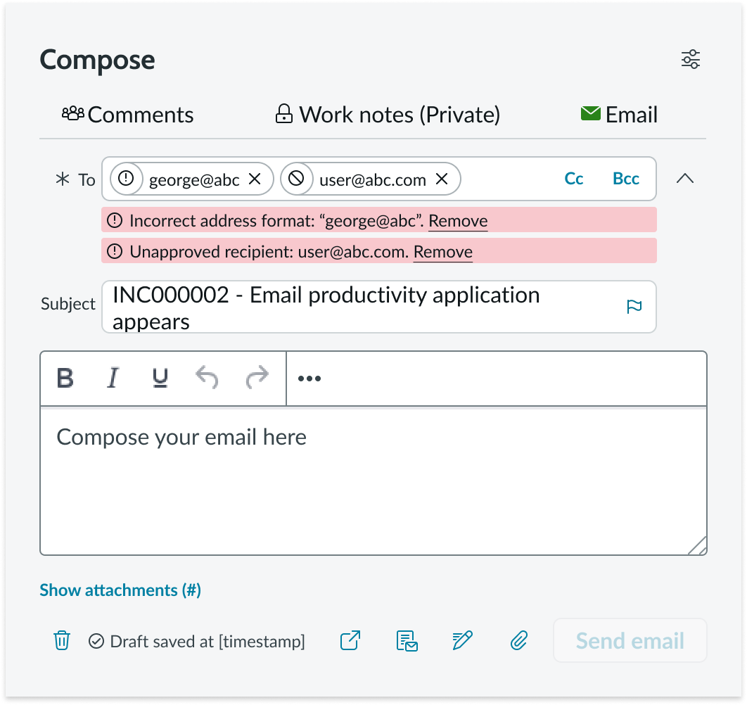Email composer (mini) | Horizon Design System