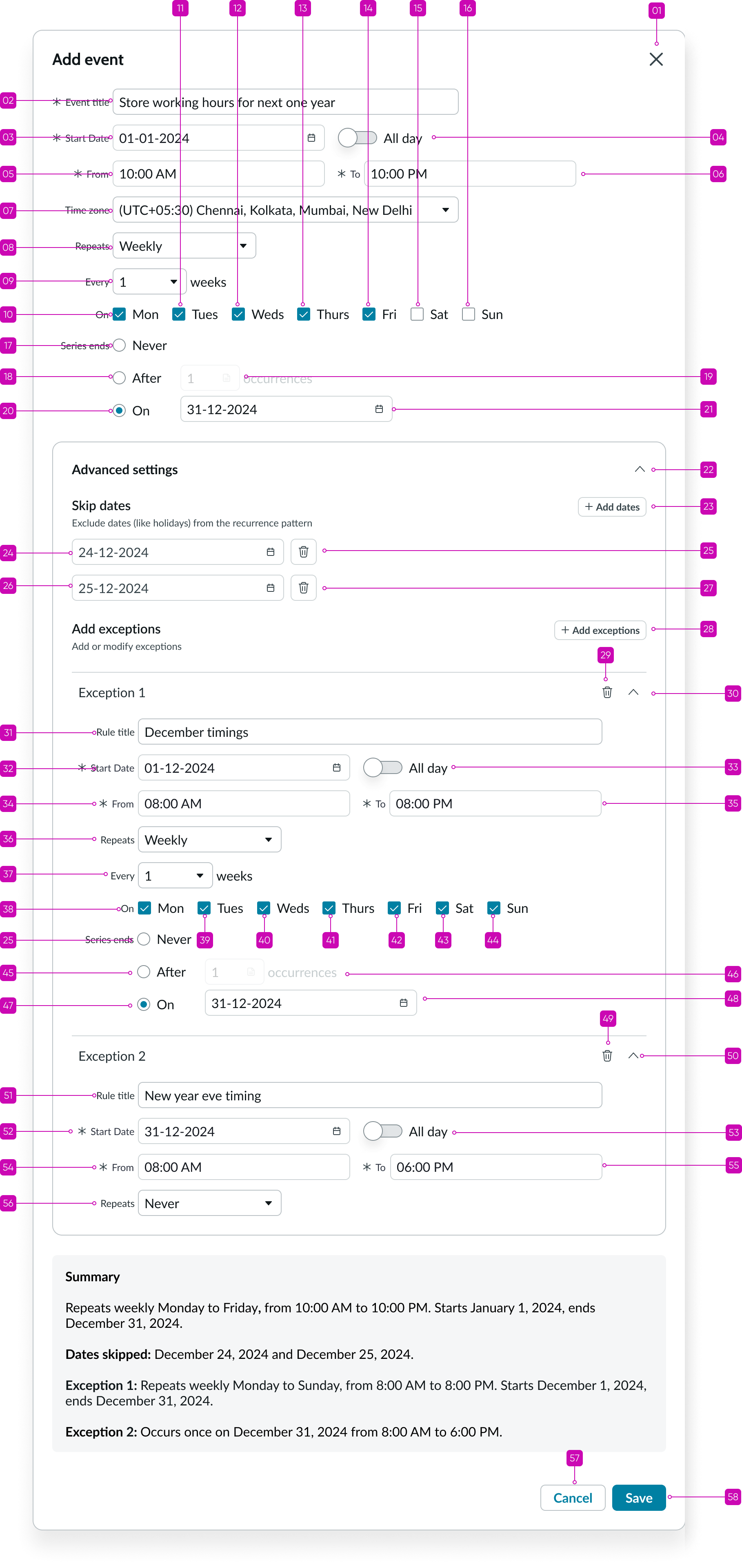 Schedule Recurrence Component | Horizon Design System