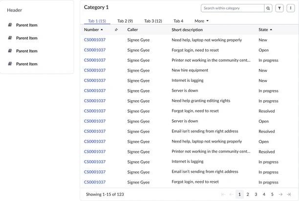 Portal data list | Horizon Design System